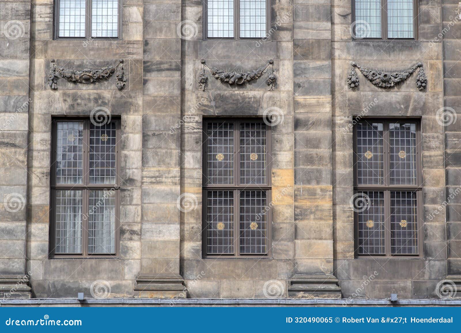 Windows on the Palace on the Dam at Amsterdam the Netherlands 27-5-2024 ...