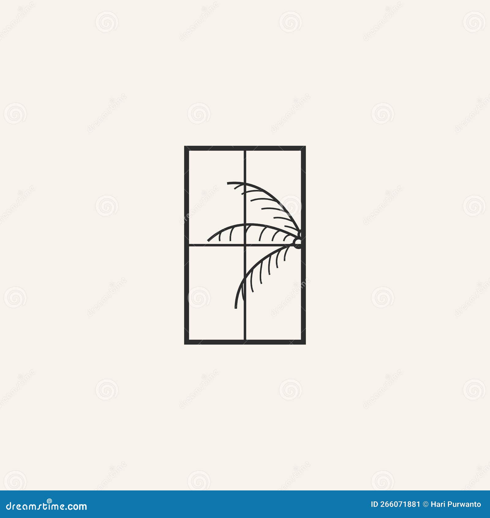 Windows Palm Tree Line Art Logo Vector Design Stock Vector ...