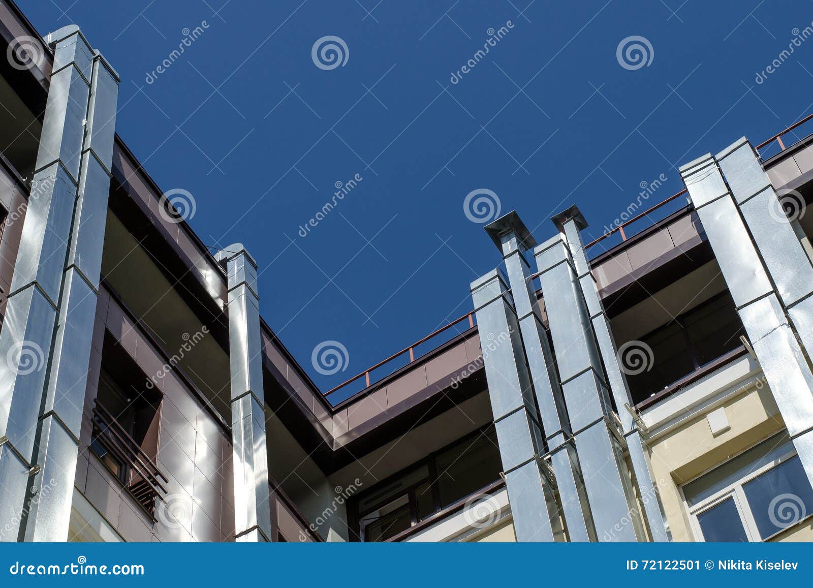 Windows and Pipes of Ventilation on House Walls Stock Image - Image of ...