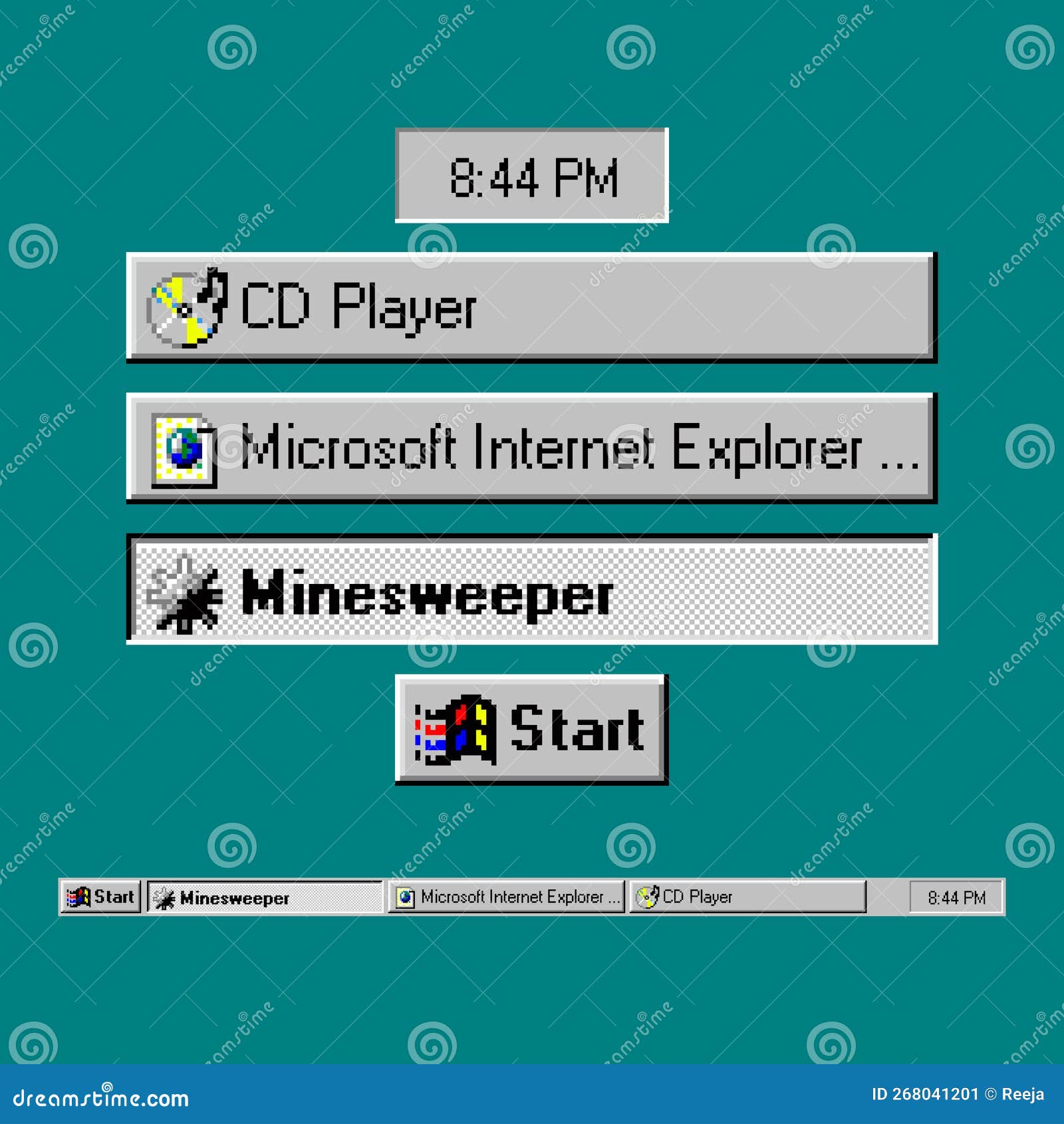 Windows 98 Pixel Art Ancienne Interface De Bureau. Illustration Vectorielle 2023 Photo éditorial ...