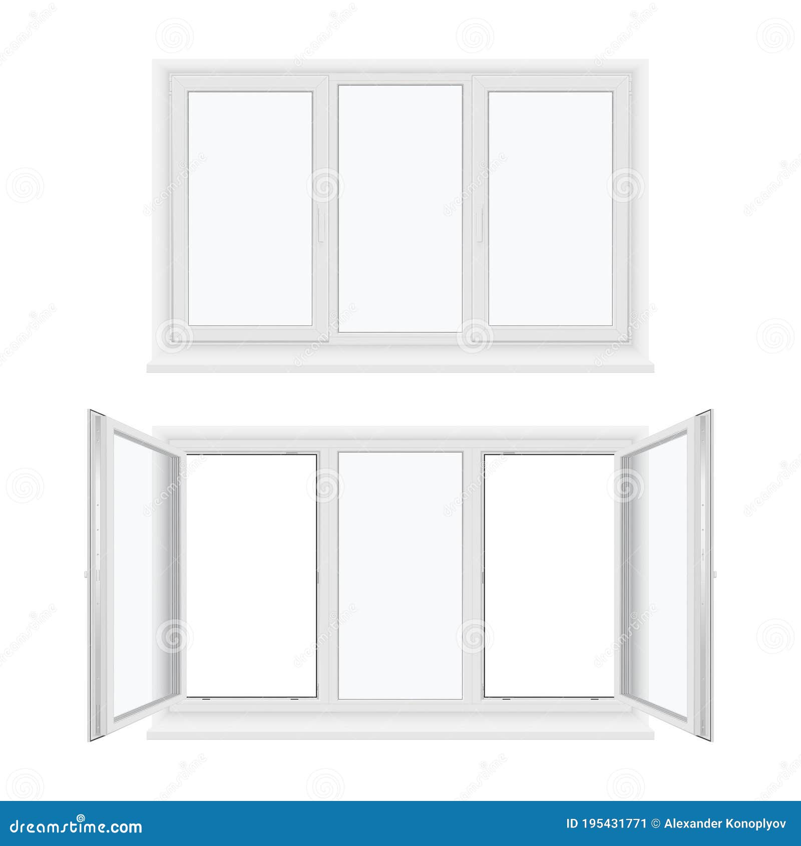Windows Plastic Three Sash or Leaf with Fixed Center Frame, Sill ...