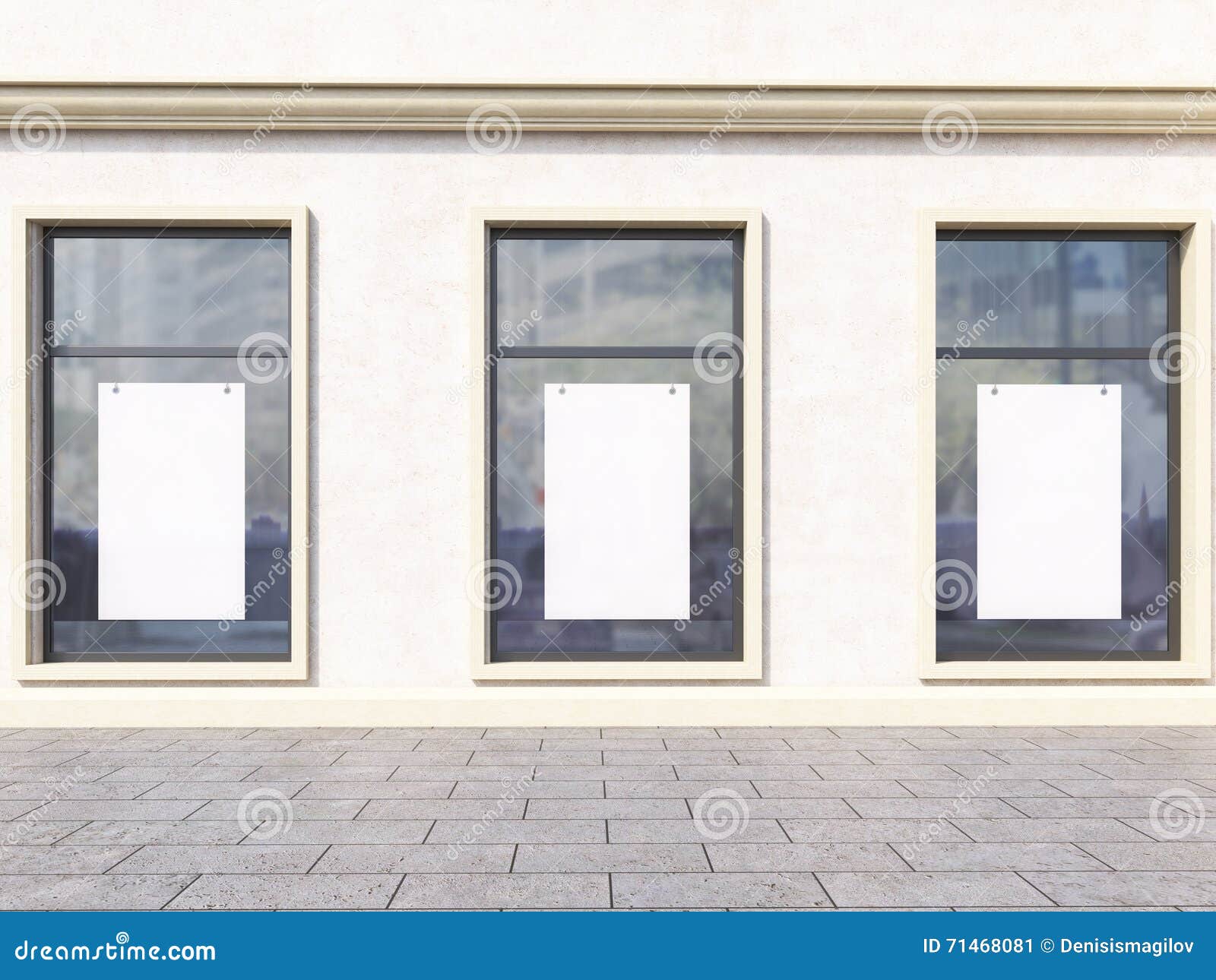 Windows with posters stock illustration. Illustration of empty - 71468081