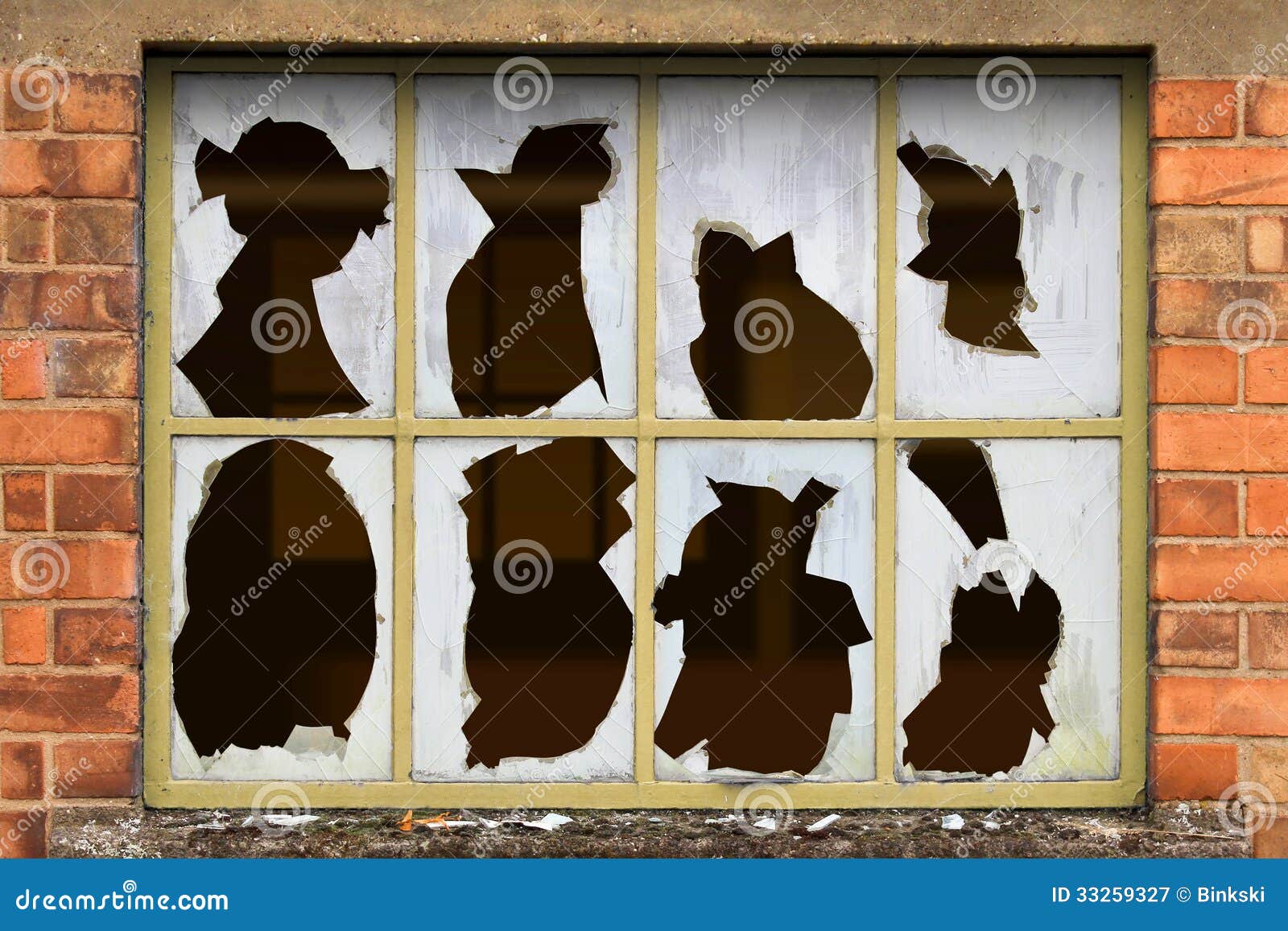 Windows quebrado imagen de archivo. Imagen de abajo, deteriorado - 33259327