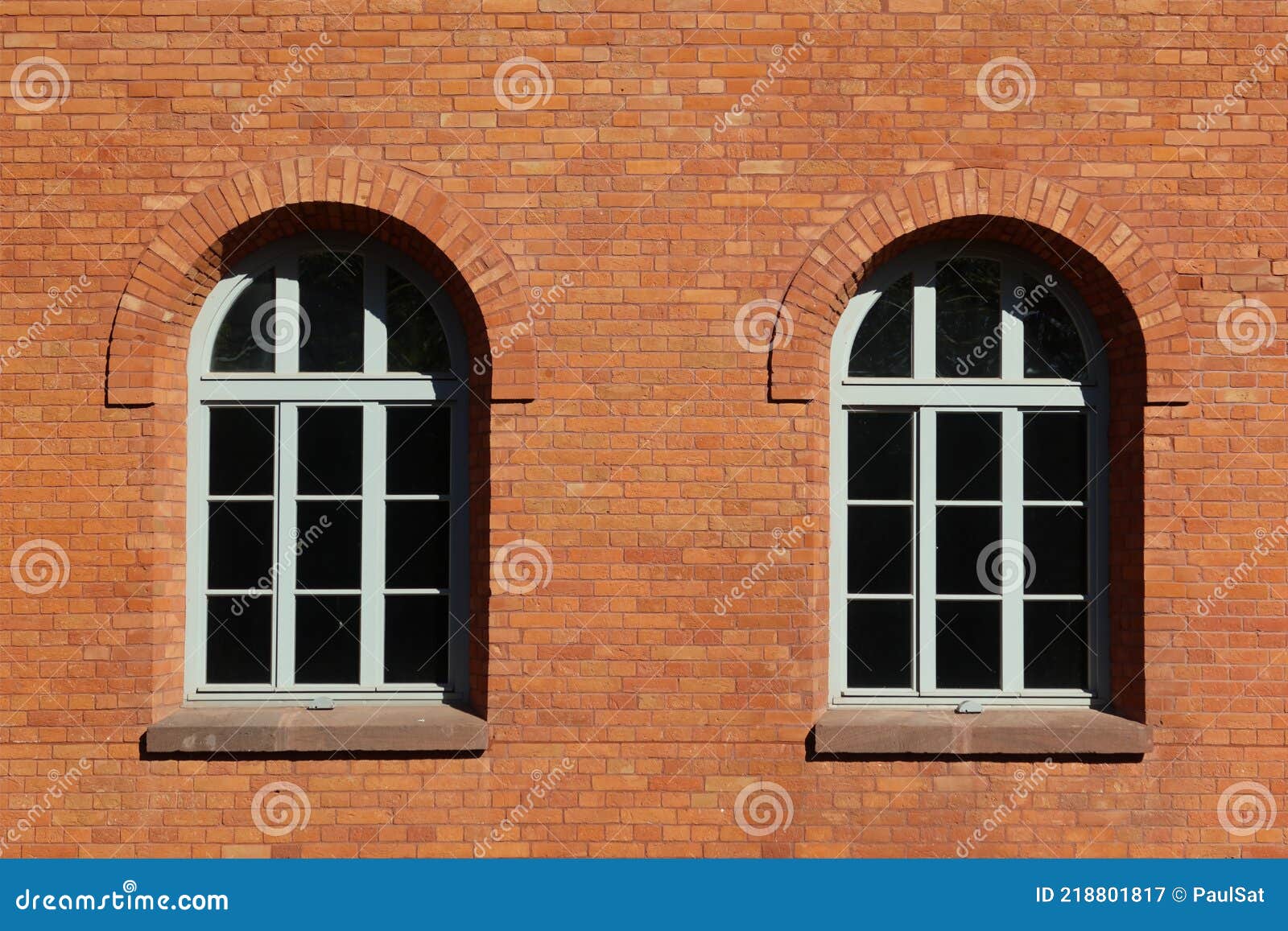 Windows in a Red Brick Wall House Stock Image - Image of detail, window ...