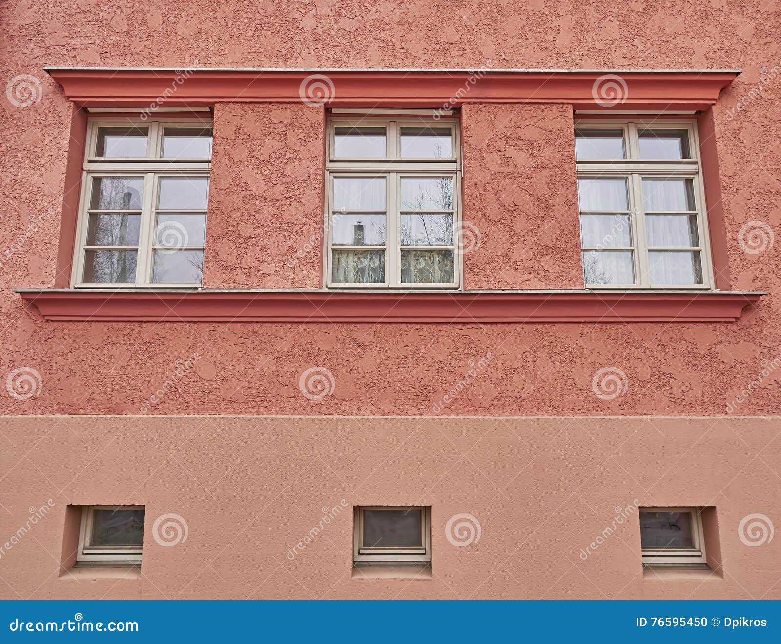 Windows Row on Colorful House Wall Stock Photo - Image of background ...