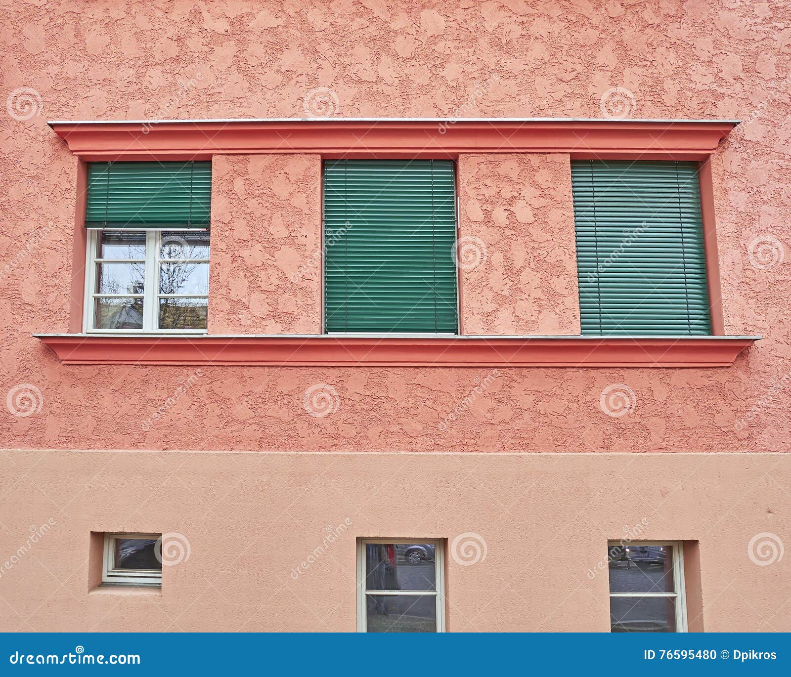 Windows Row on Colorful House Wall Stock Photo - Image of wall ...