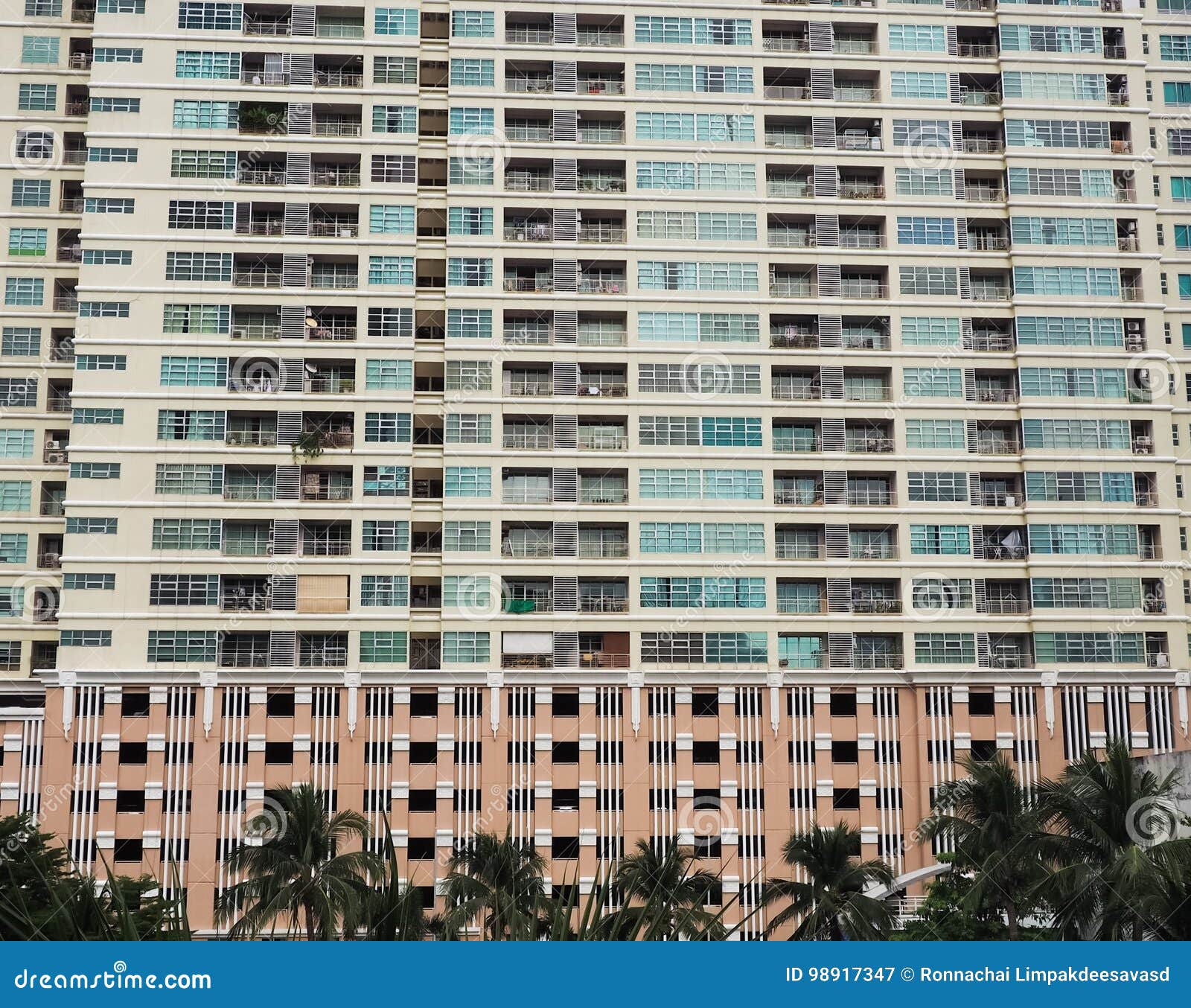 Windows in Row on Facade of Apartment Building Stock Image - Image of ...