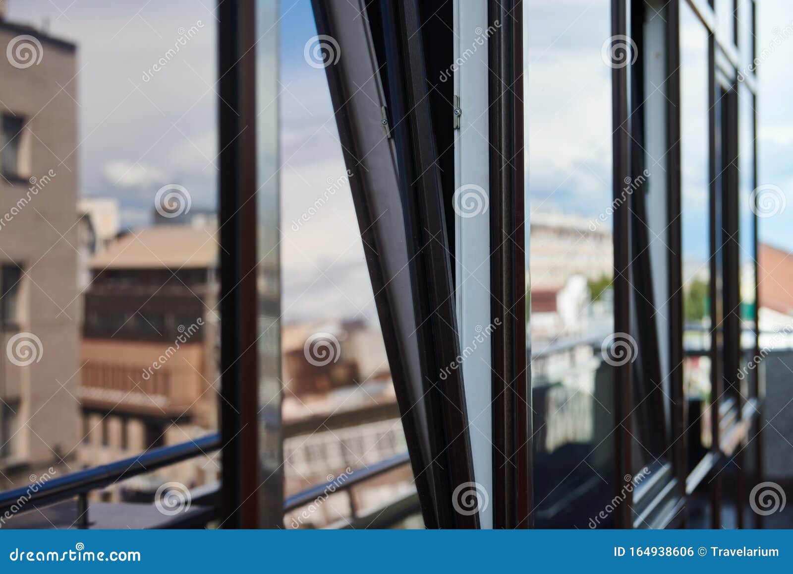 Windows Row in Office Building. Modern Windows with Handles Stock Photo ...
