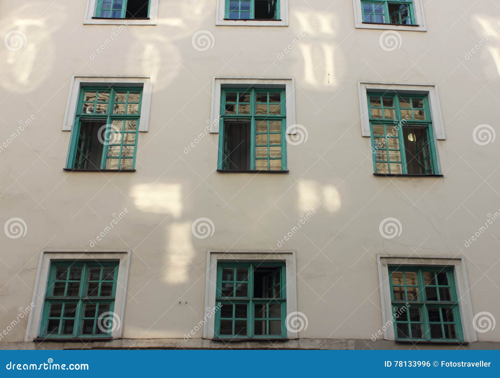 Windows in a Row on the Wall Stock Photo - Image of frame, stucco: 78133996