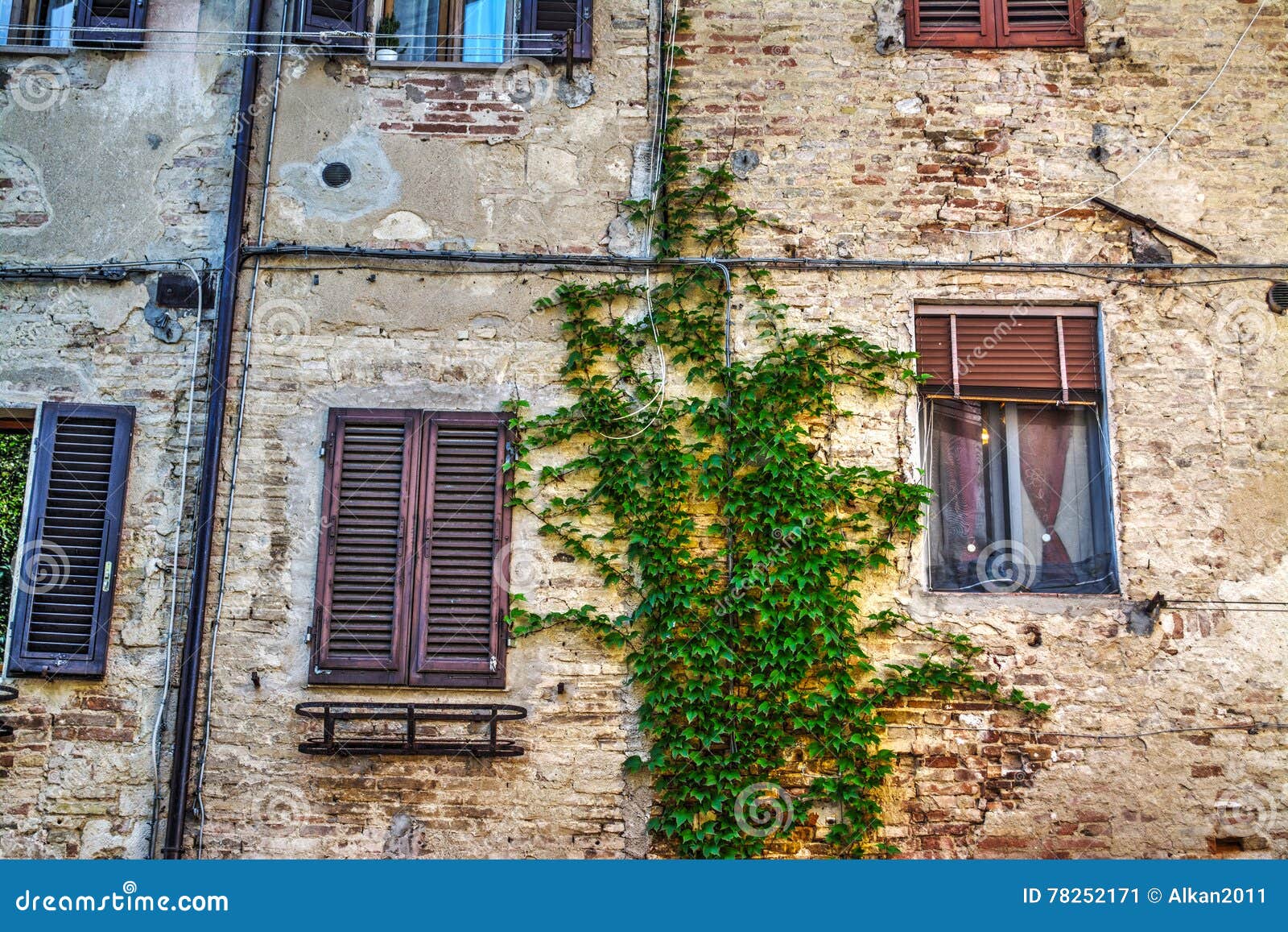 Windows in a Rustic Wall in Tuscany Stock Image - Image of residential ...