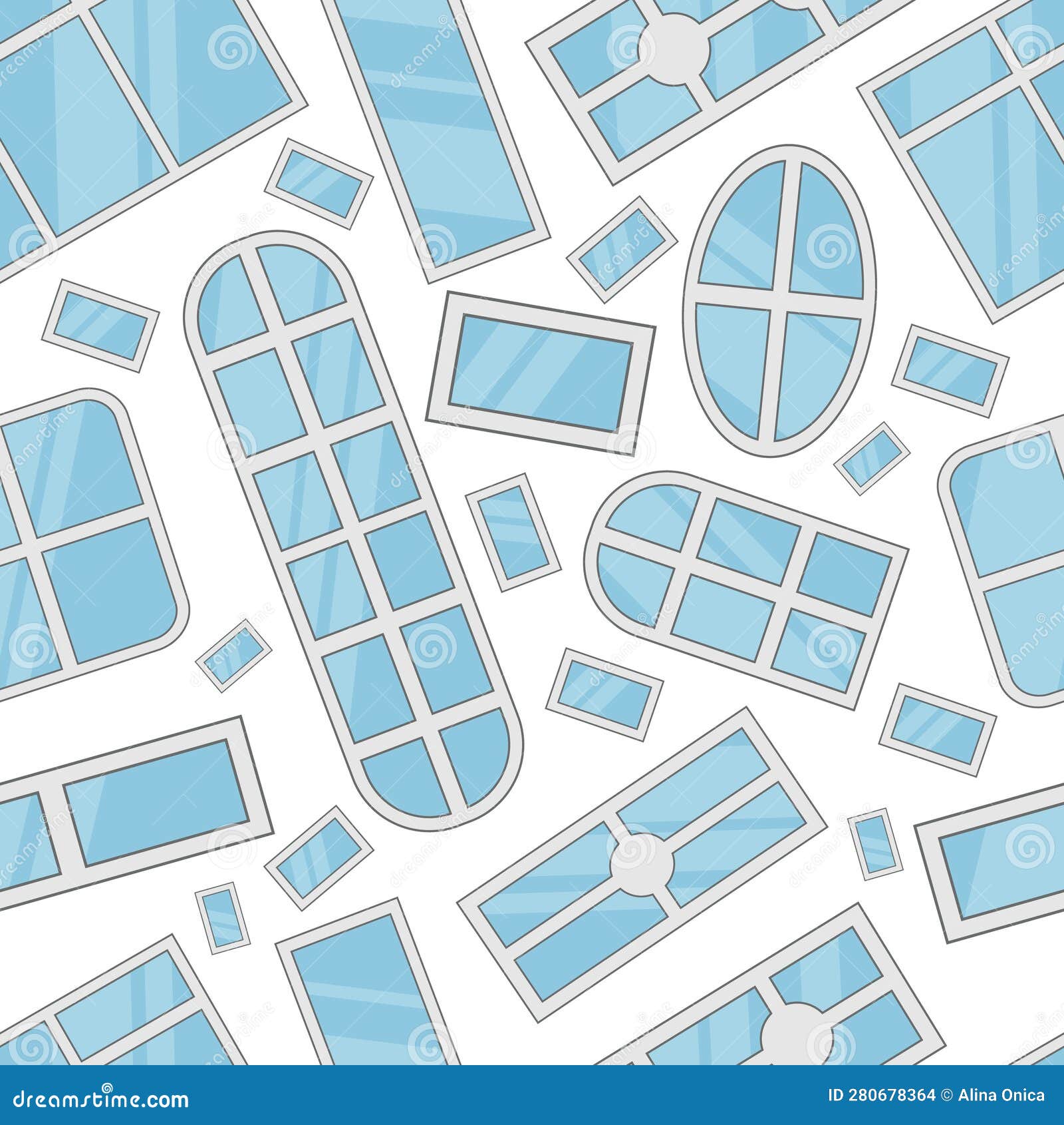 Windows Seamless Pattern. Windows with Frames, Interior Elements ...