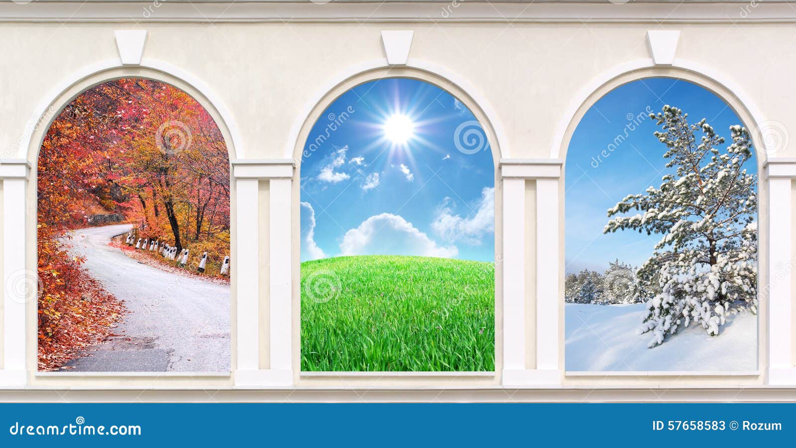 Windows of seasons stock image. Image of landscape, four - 57658583