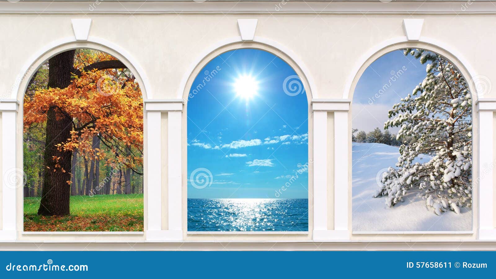 Windows of seasons stock image. Image of collage, green - 57658611