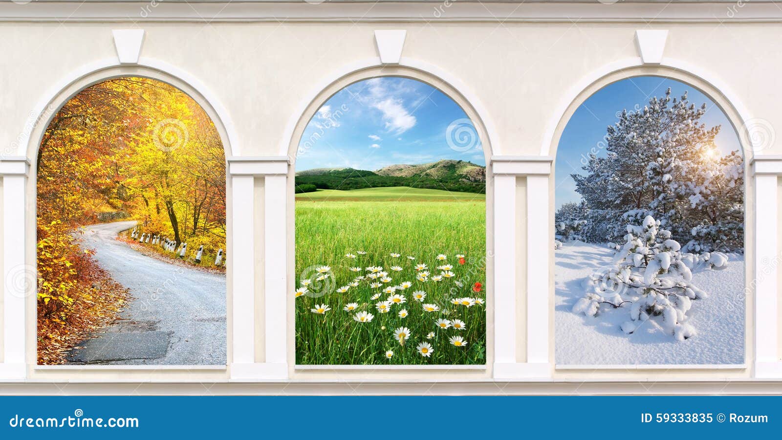 Windows of seasons stock image. Image of season, autumn - 59333835