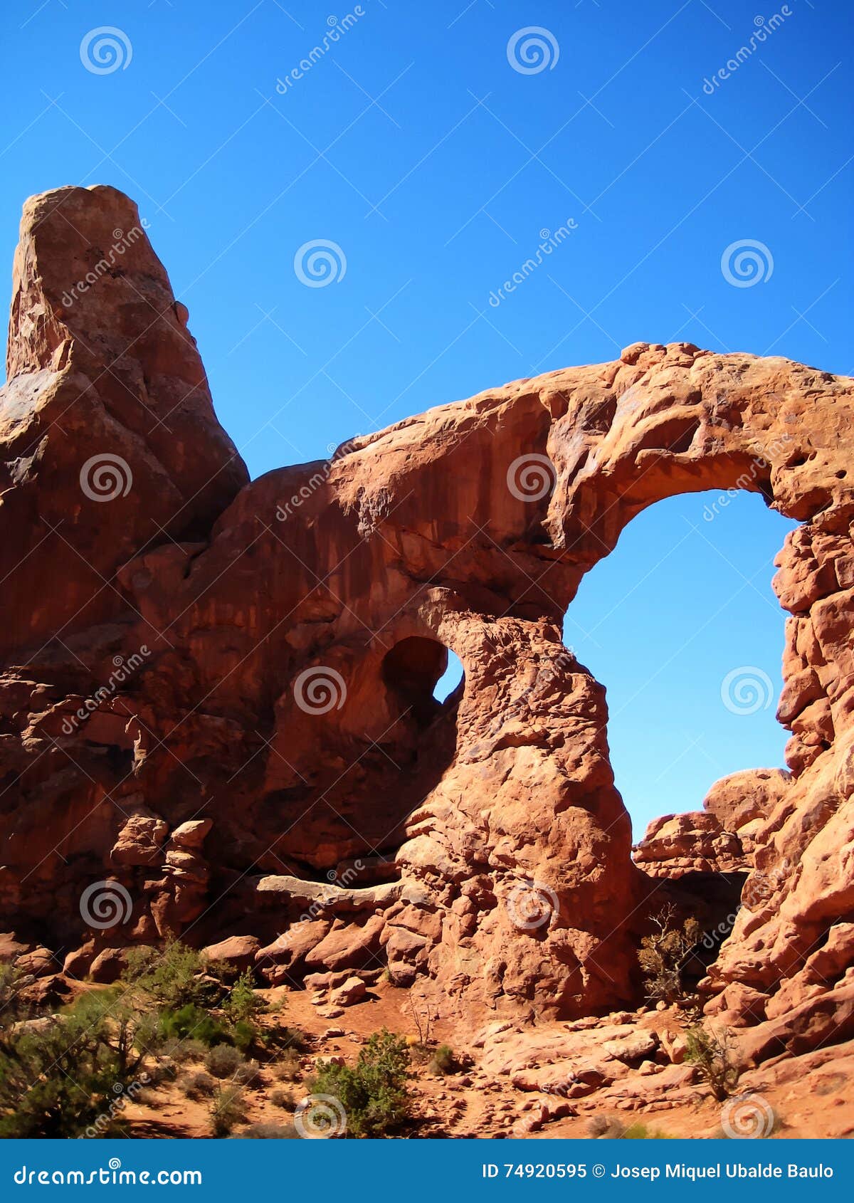 Windows Section in Arches National Park Stock Image - Image of mountain ...