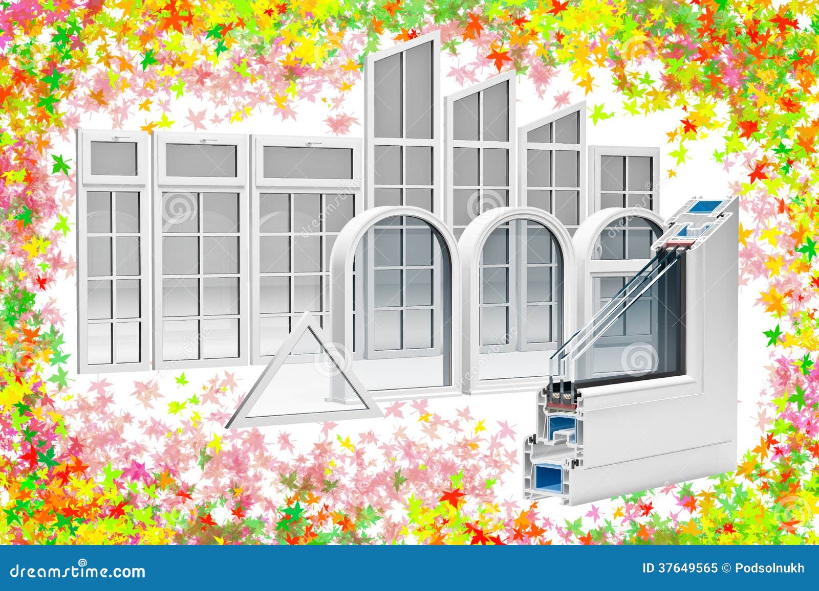 Windows Section on Leaves Backgrounds Stock Illustration - Illustration ...