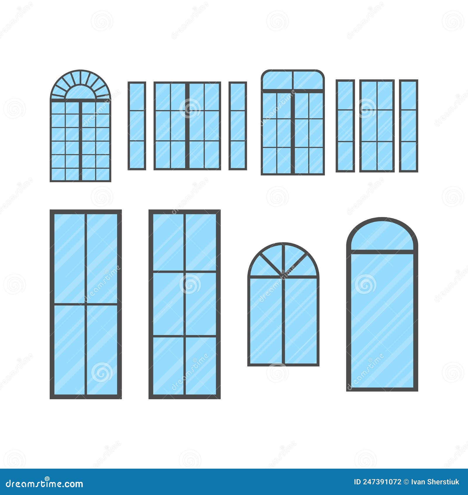 Windows Set. Isolated. Cartoon Style. Stock Vector - Illustration of ...