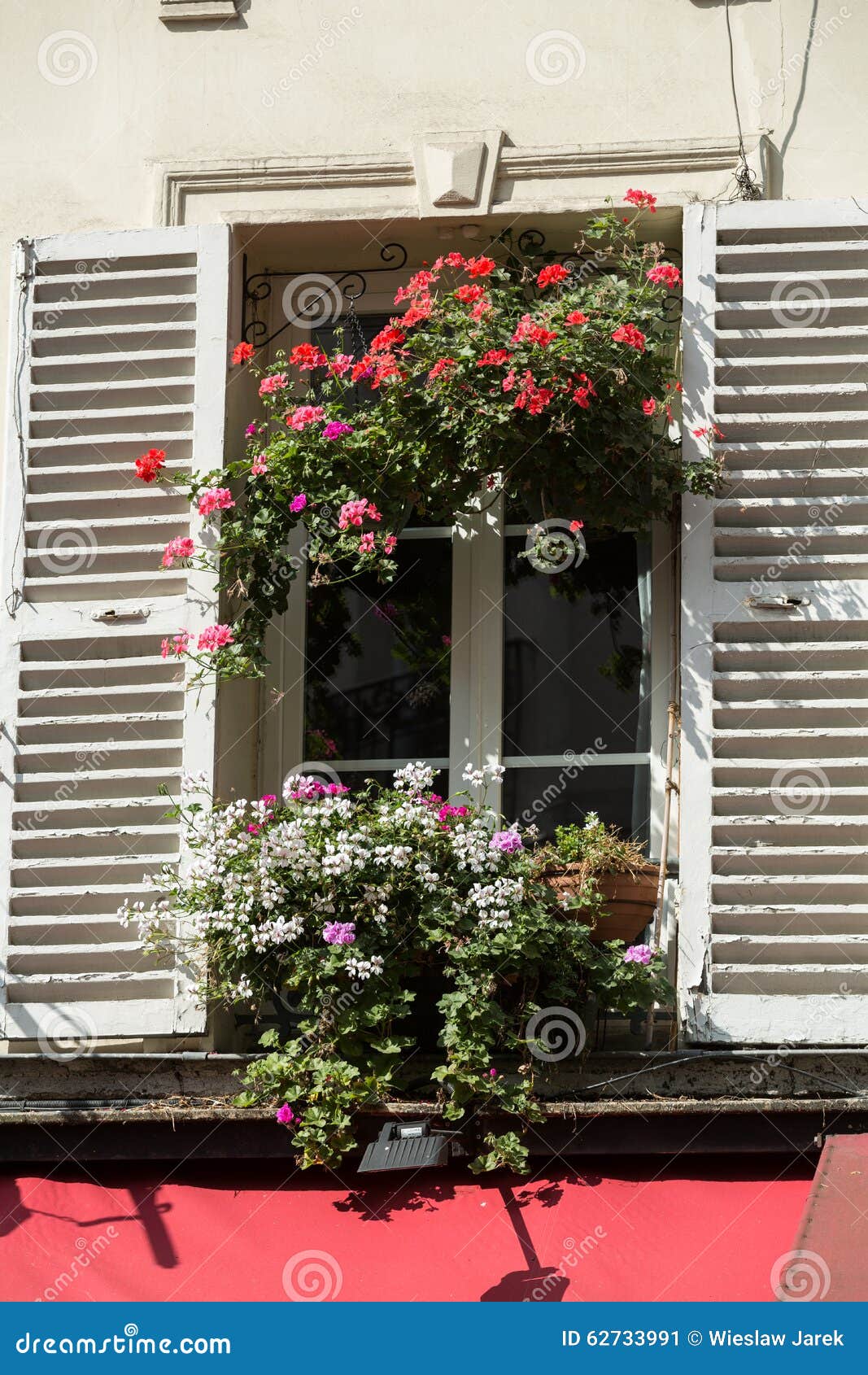 Windows with Shutters of Old Buildings on Montmartre, Paris Stock Image ...