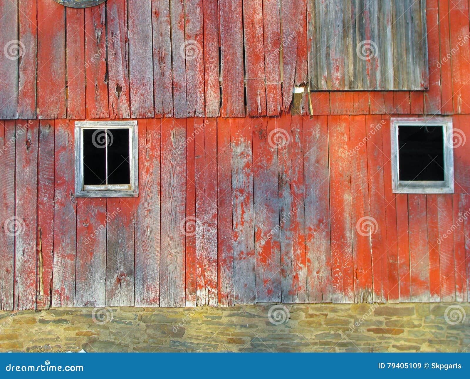 Windows on the Side of the Barn Stock Image - Image of stone, side ...