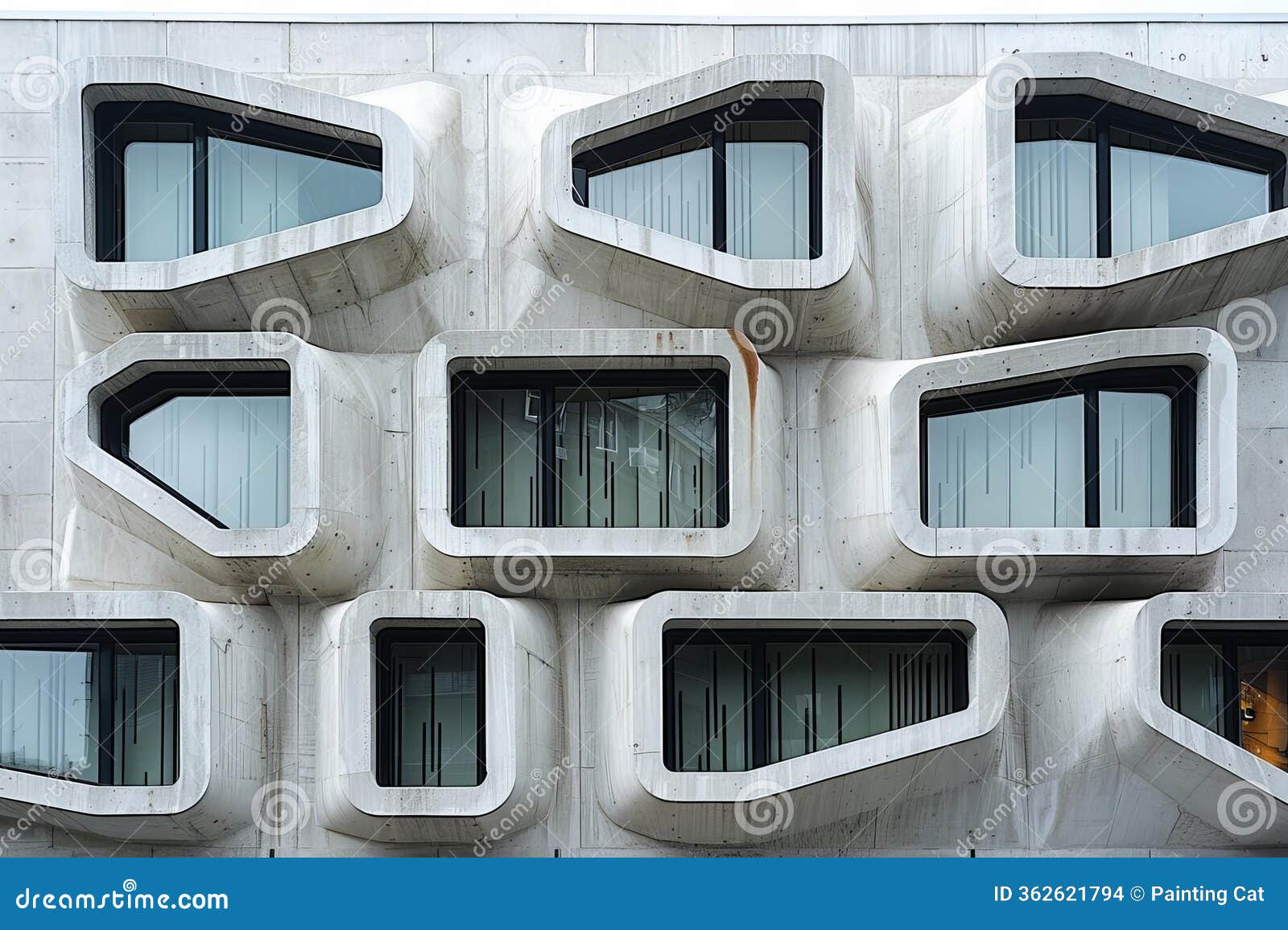 The Windows on Some Concrete Buildings Look Interesting in Their White ...