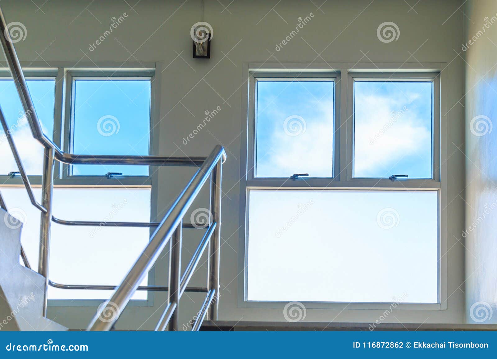 Windows on Staircase See through the Sky. Stock Photo - Image of exit ...
