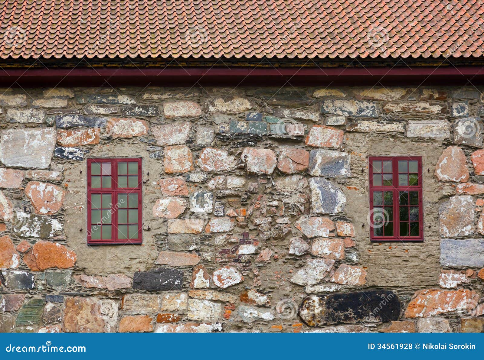 Windows in stone wall stock photo. Image of brick, home - 34561928