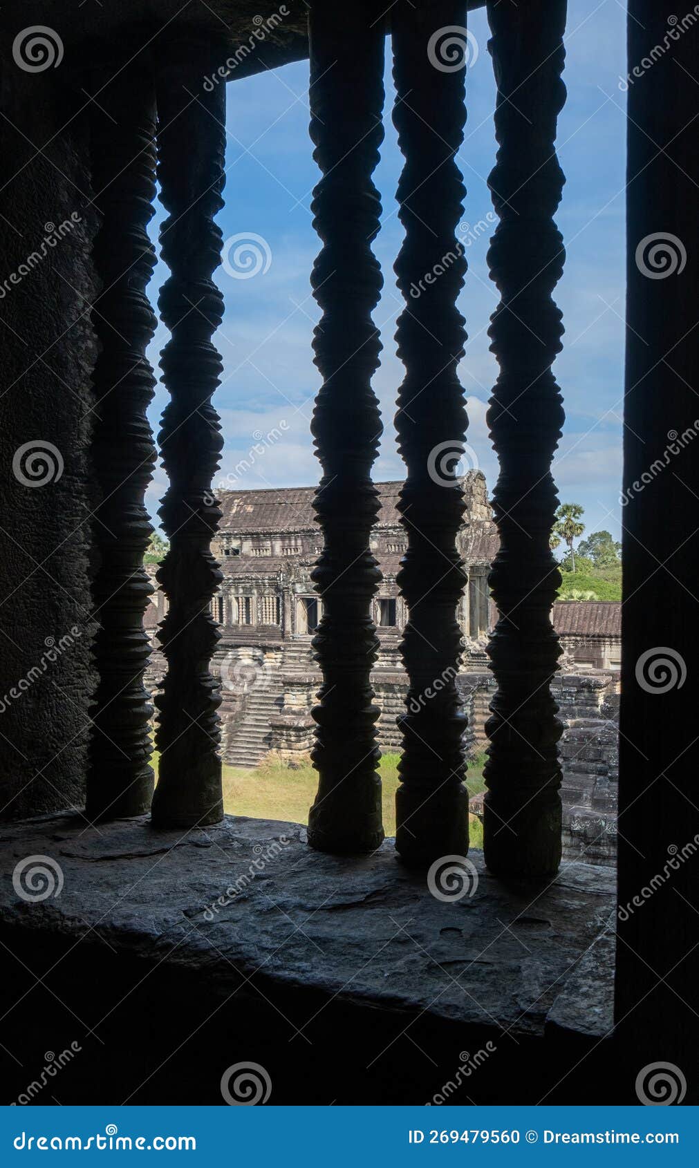 Windows with Thin Stone Bars in the Temple Complex of Angkor Wat, Siem ...