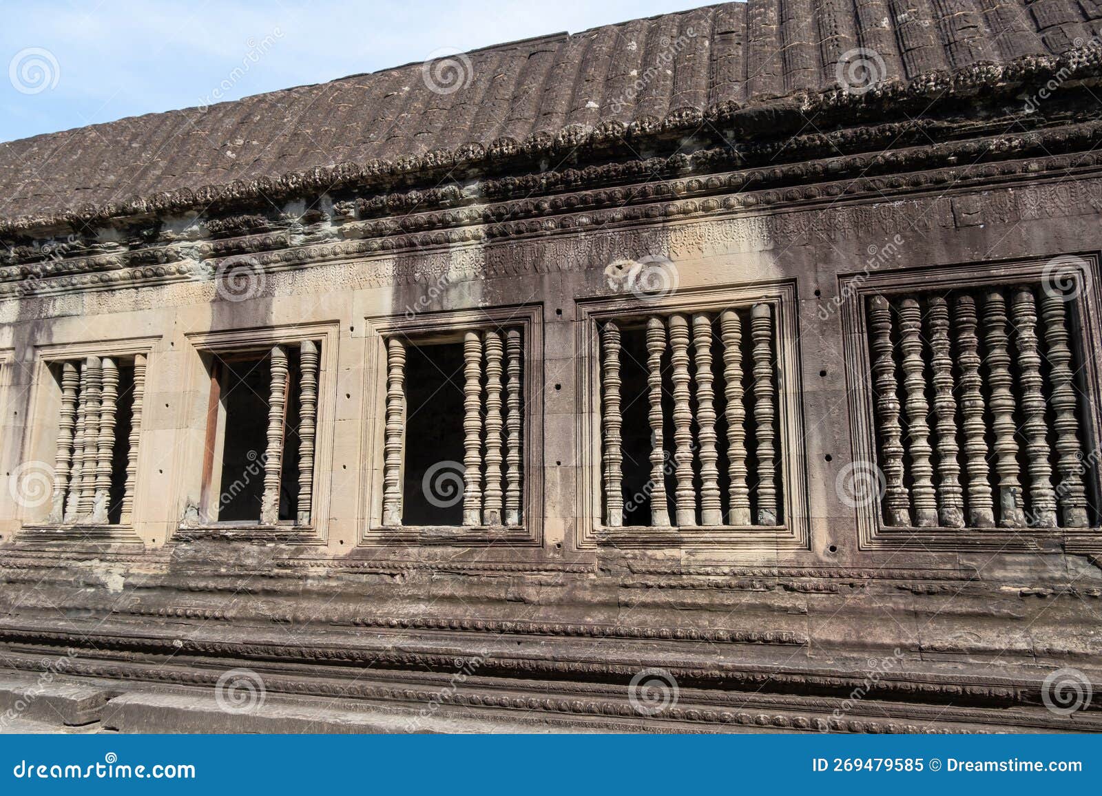 Windows with Thin Stone Bars in the Temple Complex of Angkor Wat, Siem ...