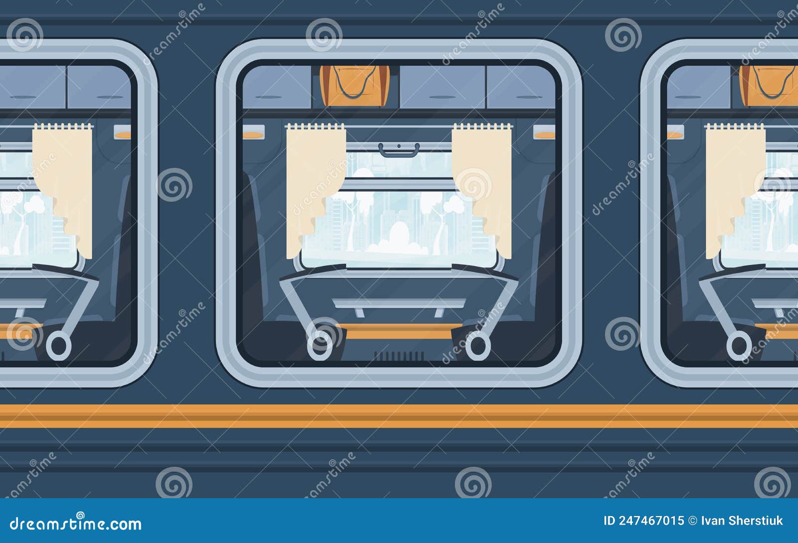 Windows Train. Rail Transport Outside. Cartoon Style. Flat Style. Stock ...