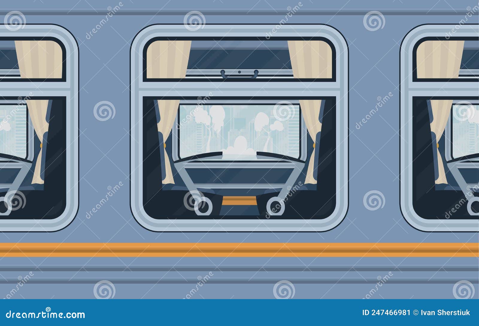 Windows Train. the Train is Shown Outside. Cartoon Style. Flat Style ...