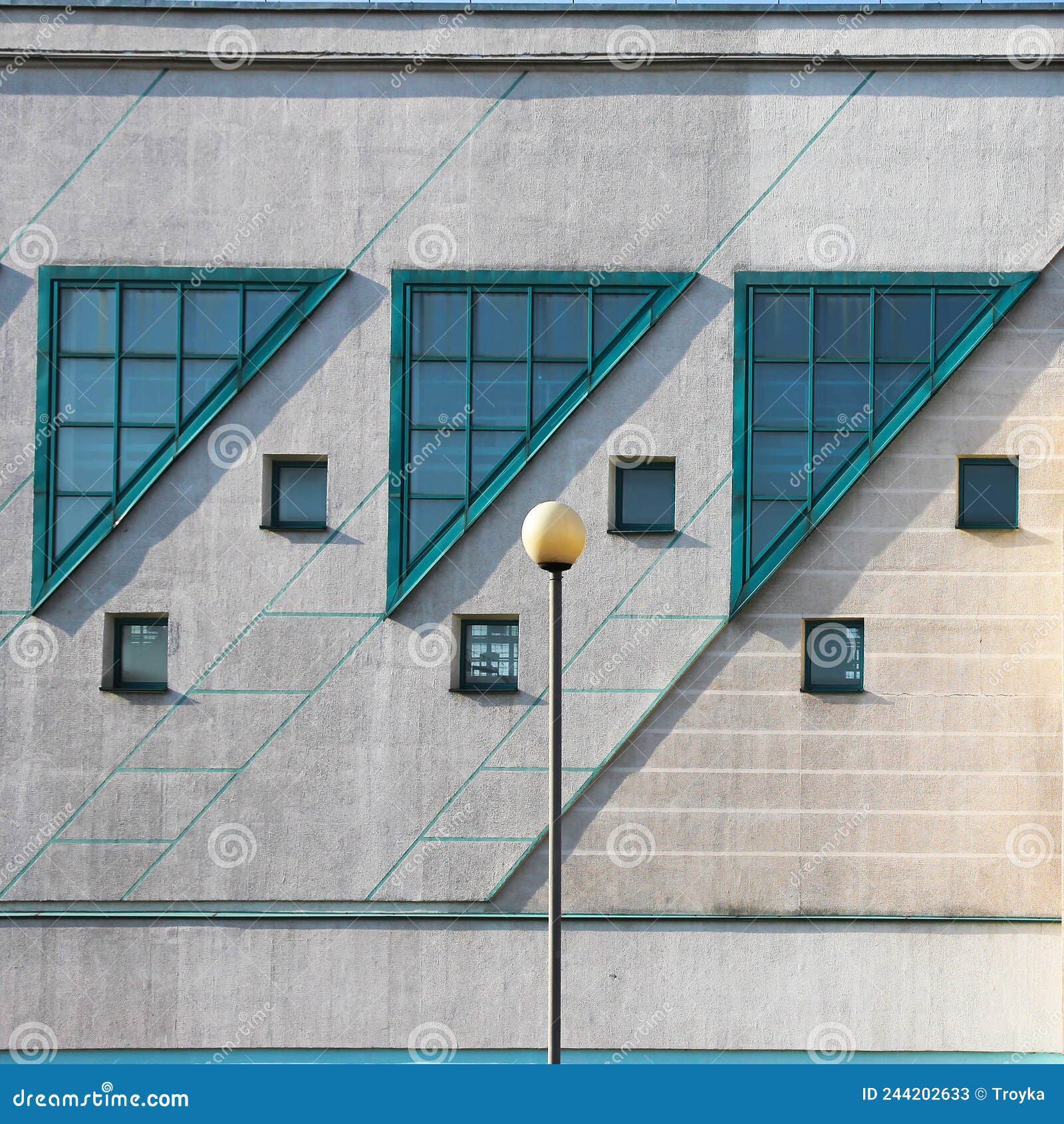 Windows in Triangle Shape on Facade of Modern Building Stock Image ...