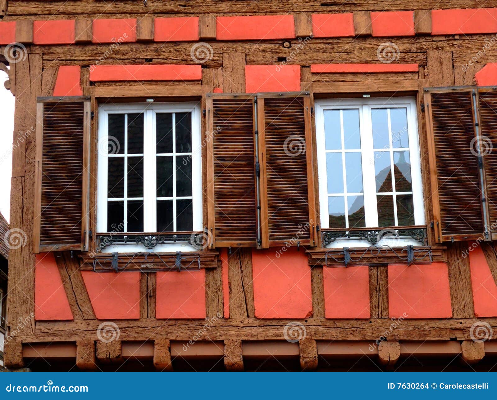 Windows of Typical Half Timbered House in Alsace Stock Photo - Image of ...