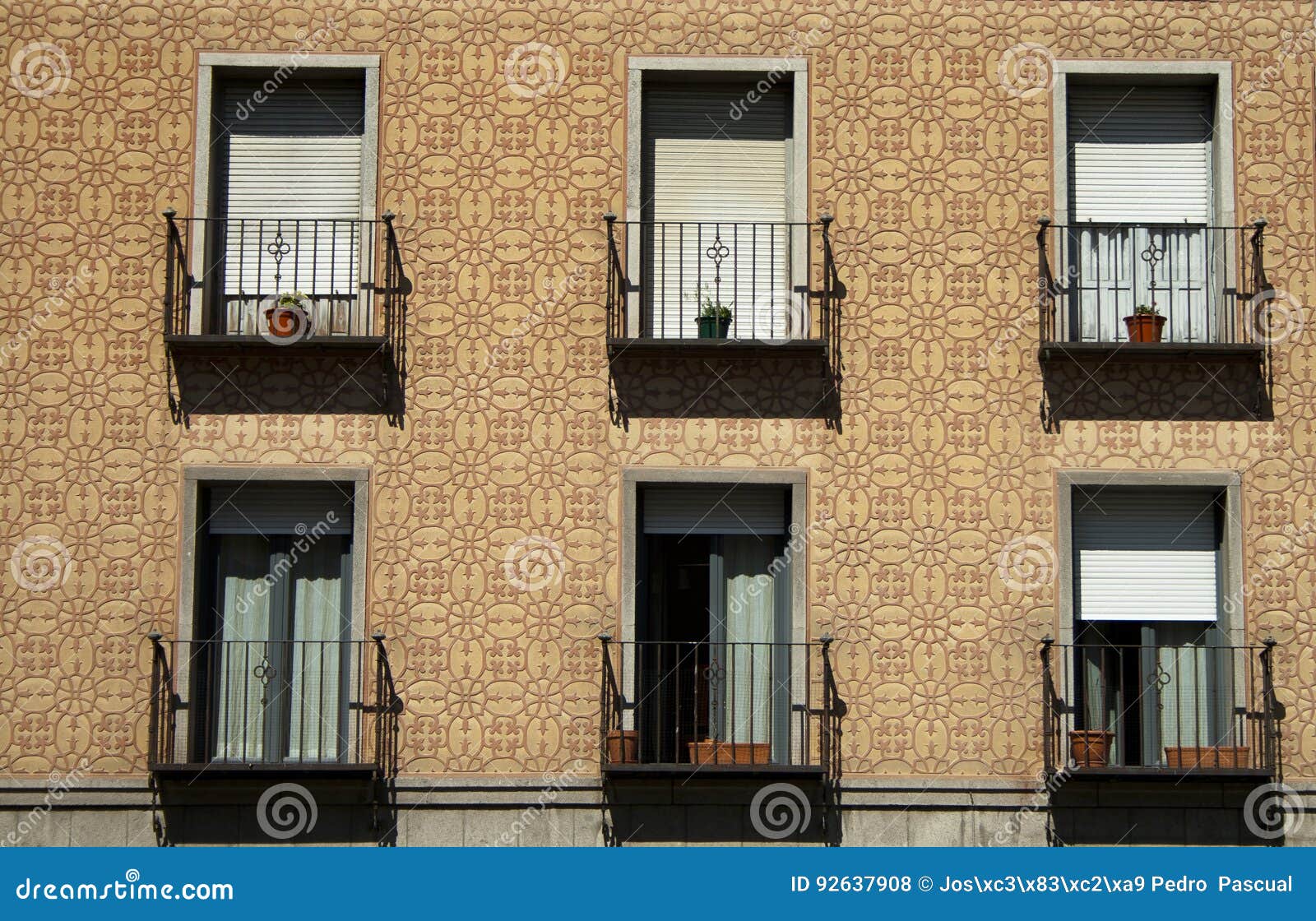 Windows in a Typical Spanish House. Stock Photo - Image of blue ...