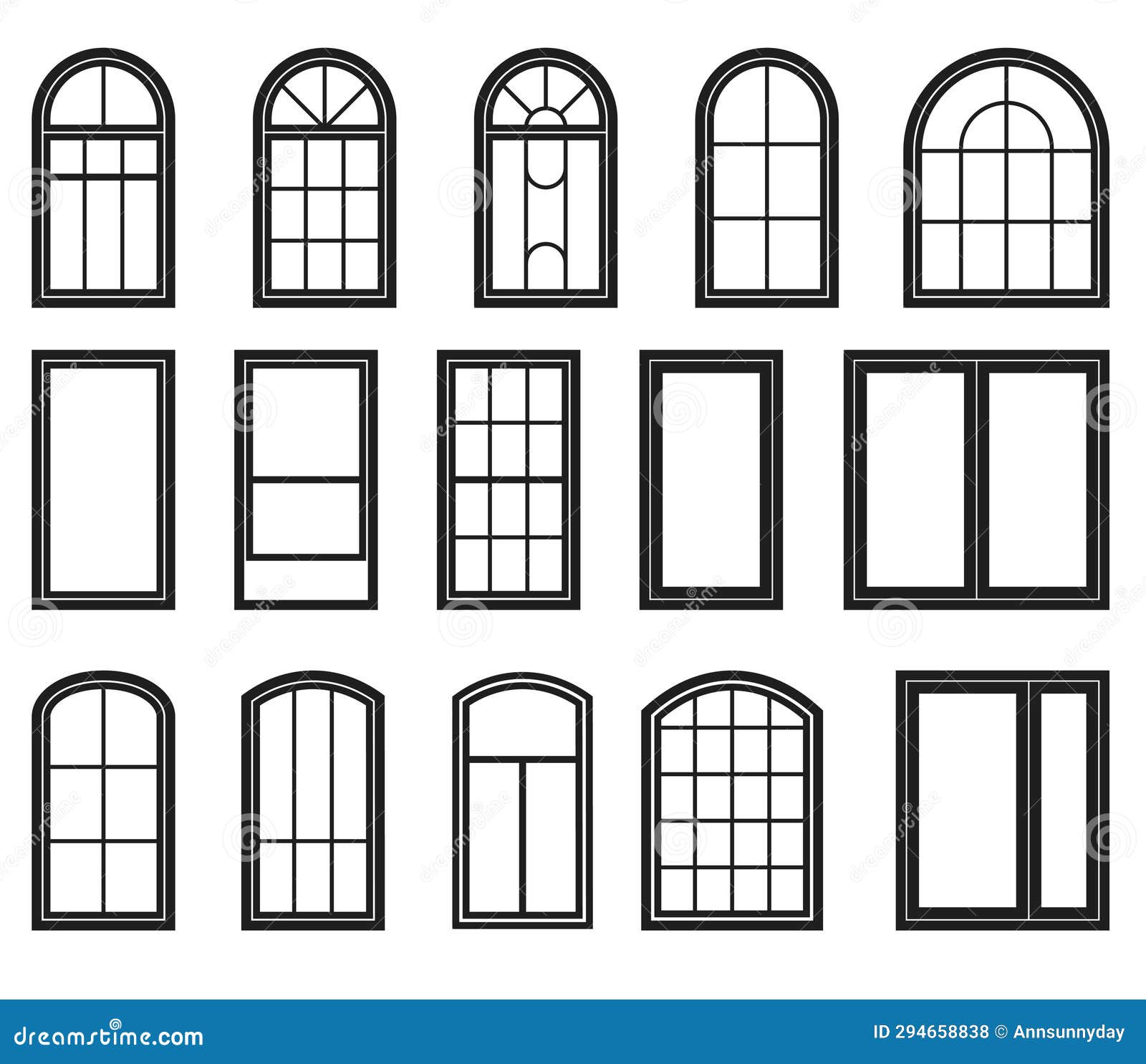 Windows with Various Types Frames, Windows Framing, Window Sash ...