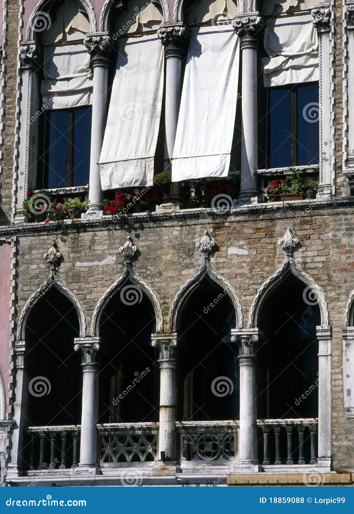 Windows in Venice stock photo. Image of flowers, architecture - 18859088