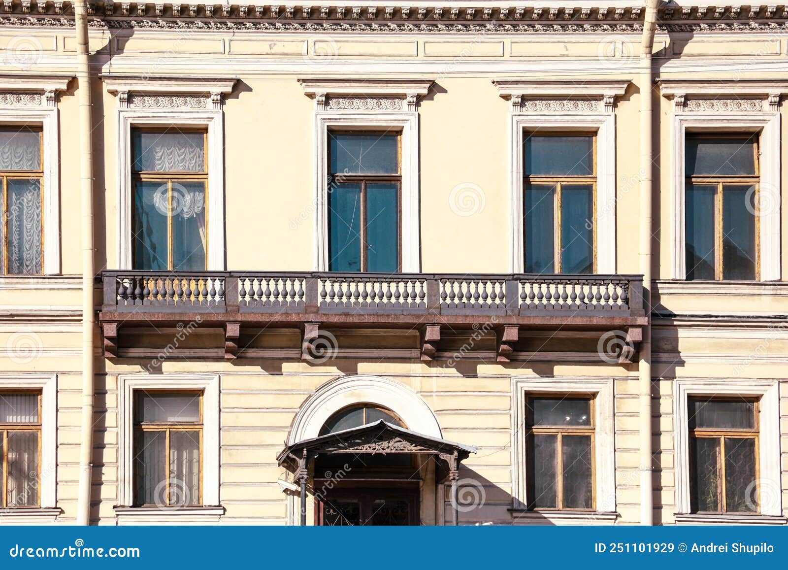 Windows on the Wall of an Old High-rise Building. Stock Image - Image ...