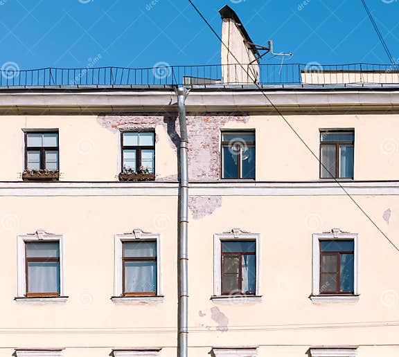 Windows on the Wall of an Old High-rise Building. Stock Photo - Image ...
