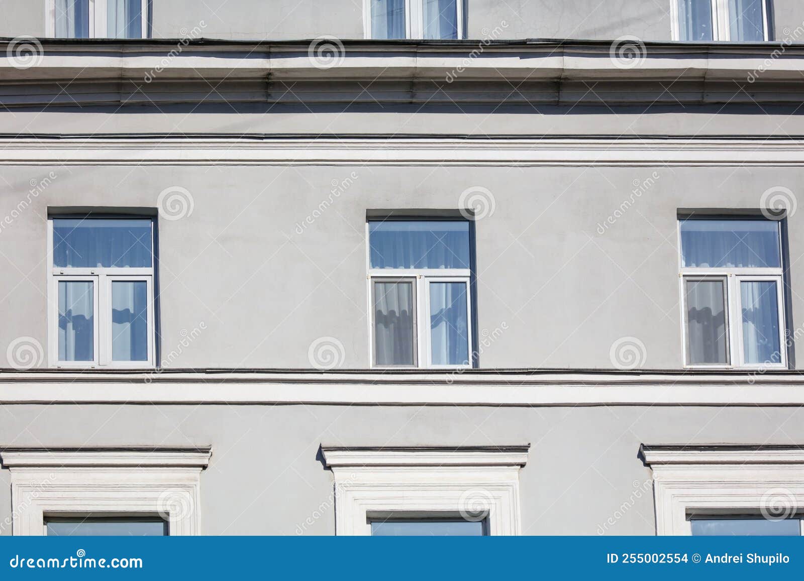 Windows on the Wall of an Old High-rise Building. Stock Photo - Image ...