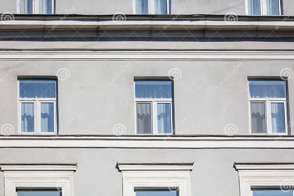 Windows on the Wall of an Old High-rise Building. Stock Photo - Image ...