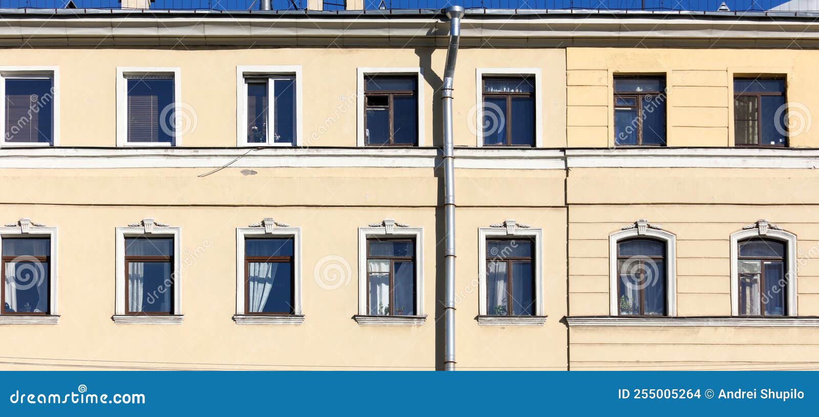 Windows on the Wall of an Old High-rise Building. Stock Photo - Image ...