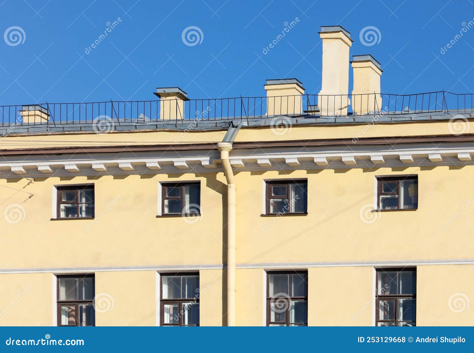 Windows on the Wall of an Old High-rise Building. Stock Photo - Image ...
