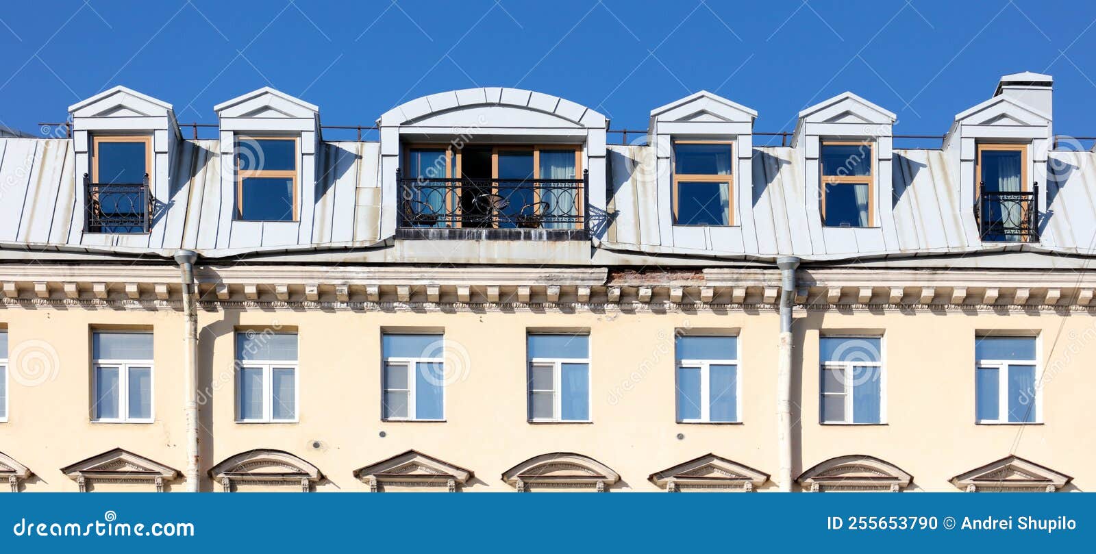 Windows on the Wall of an Old High-rise Building. Stock Photo - Image ...