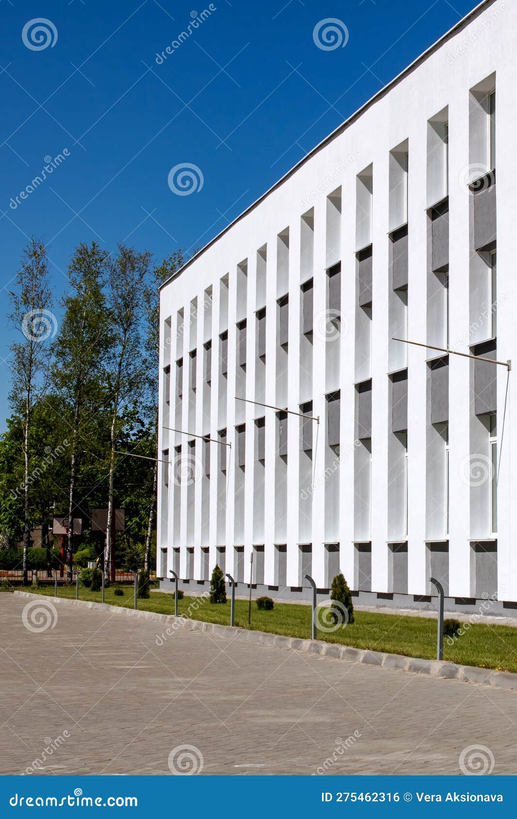 The Windows of the White Three-story Building Stock Photo - Image of ...