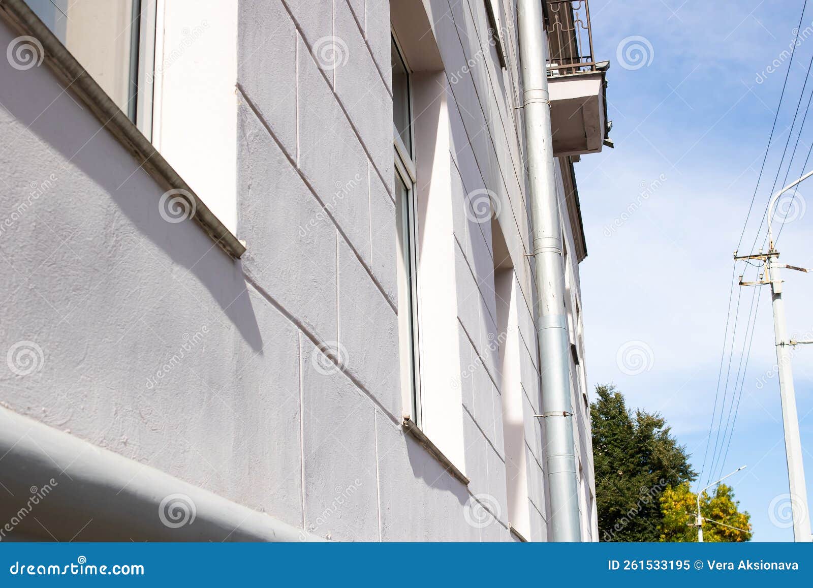 Windows on the White Wall of the Building Stock Image - Image of relief ...