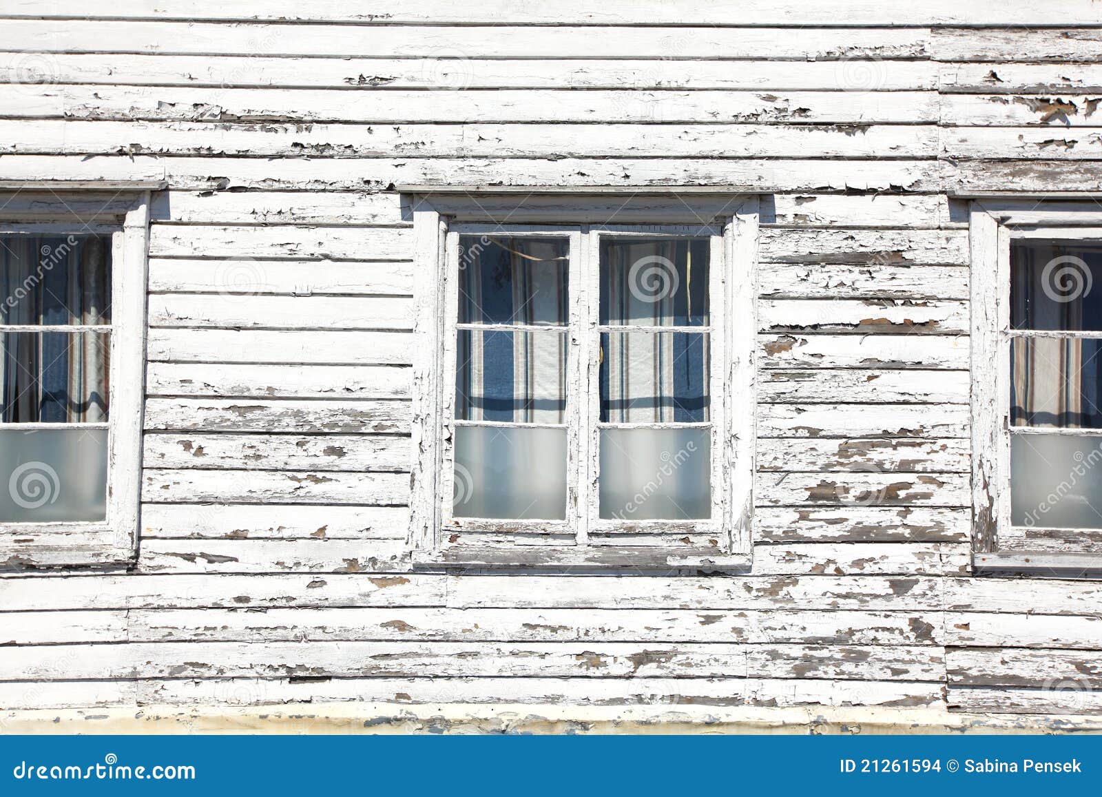 Windows in a White Wooden House Stock Photo - Image of closed, color ...