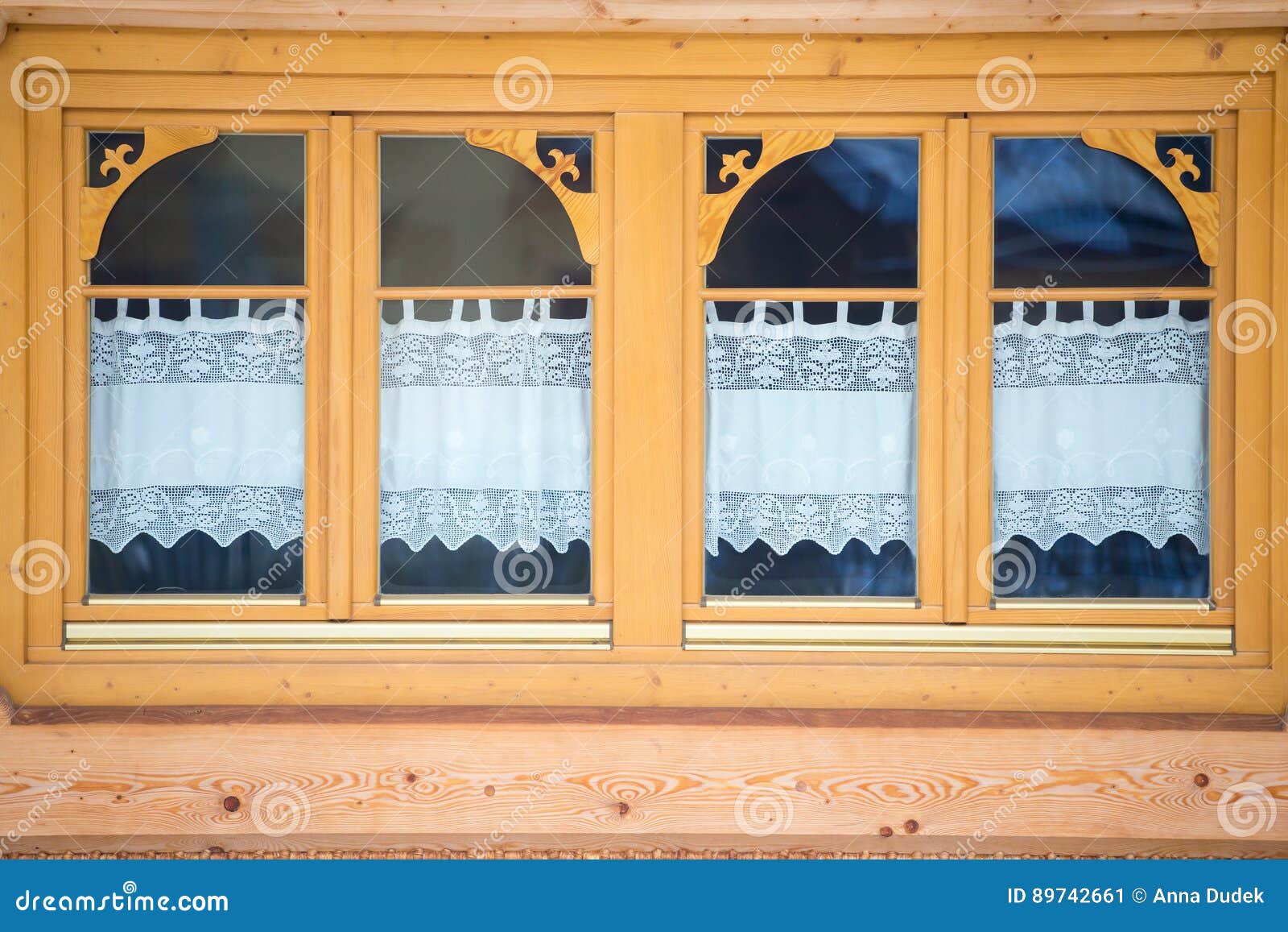 Windows of a Wooden House, Poland Stock Image - Image of carving, white ...