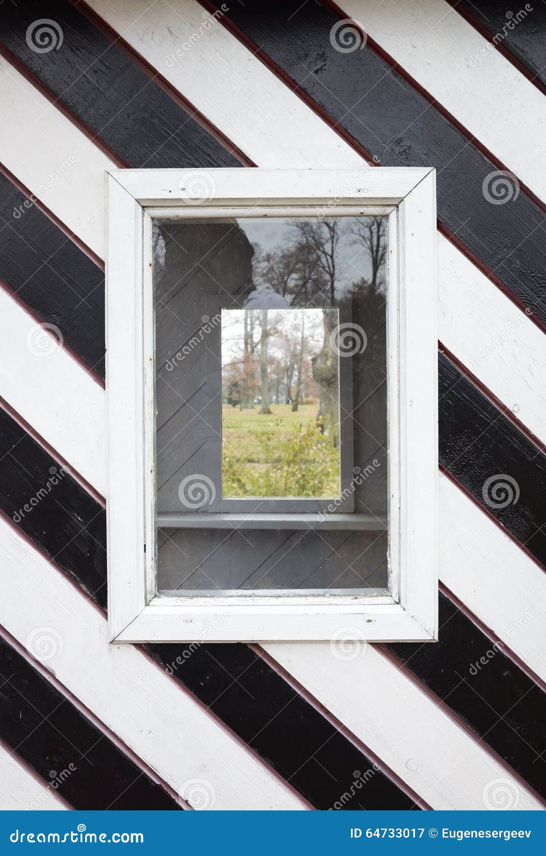 Windows in Wooden Wall, Black and White Striped Pattern Stock Image ...