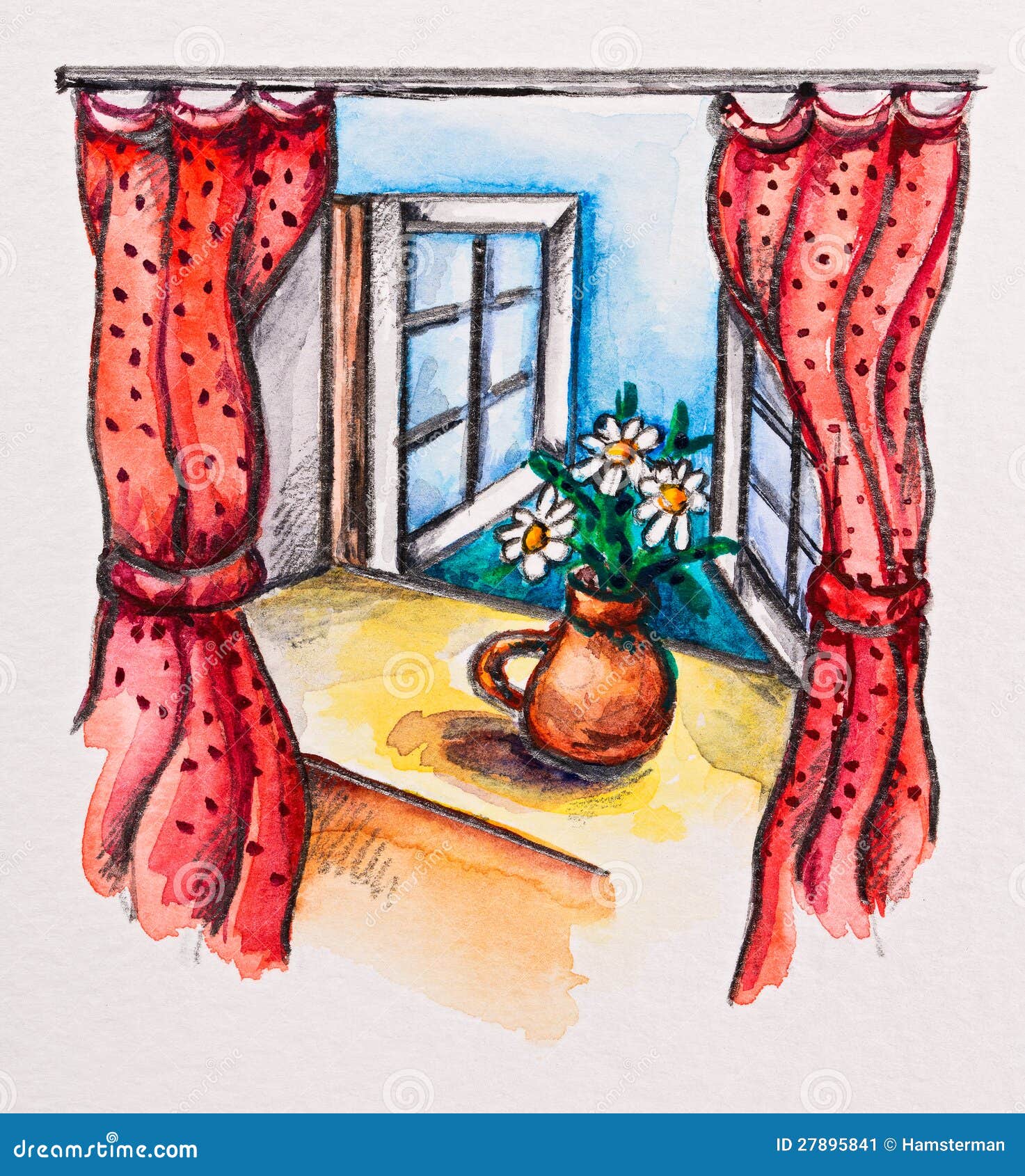 Cat On Windowsill Royalty-Free Cartoon | CartoonDealer.com #16297991