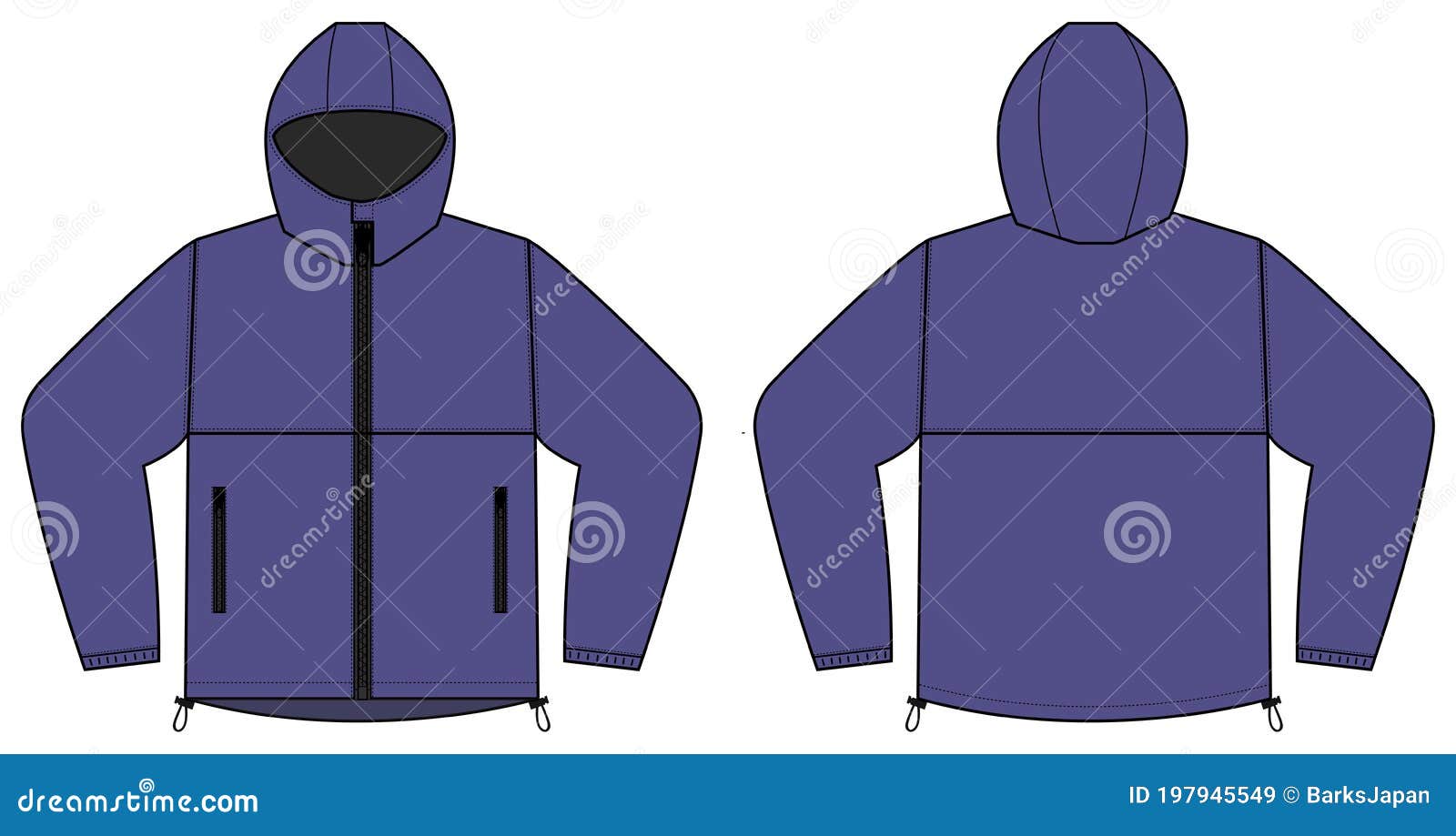 Windproof Hooded Jacket Parka Vector Illustration / Purple Stock Vector ...
