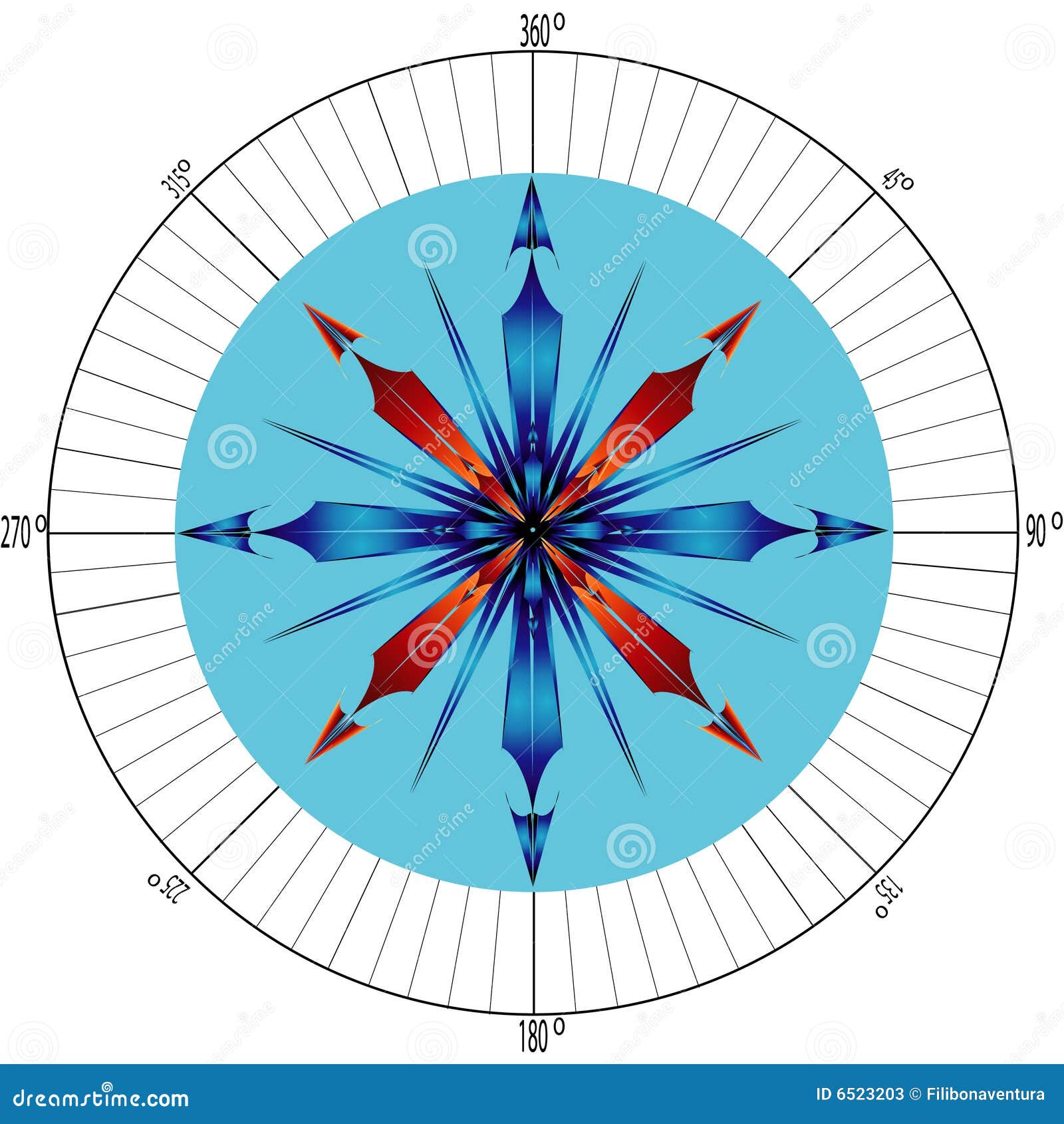Windroos met graden stock illustratie. Illustration of overzees - 6523203